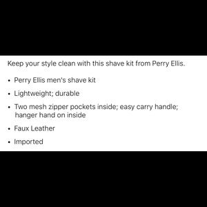 Perry Ellis | Bags | Perry Ellis Hanging Shave Travel Kit Bag Toiletry ...